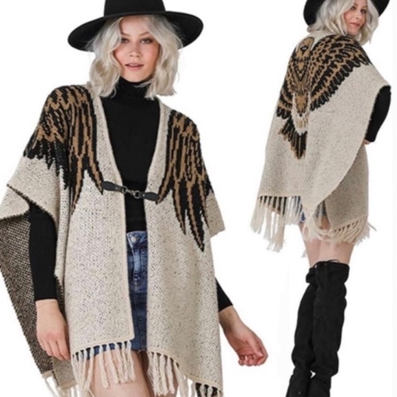 Vertigo Paris | Sweaters | Vertigo Fringe Cardigan Sweater Cape Boho ...